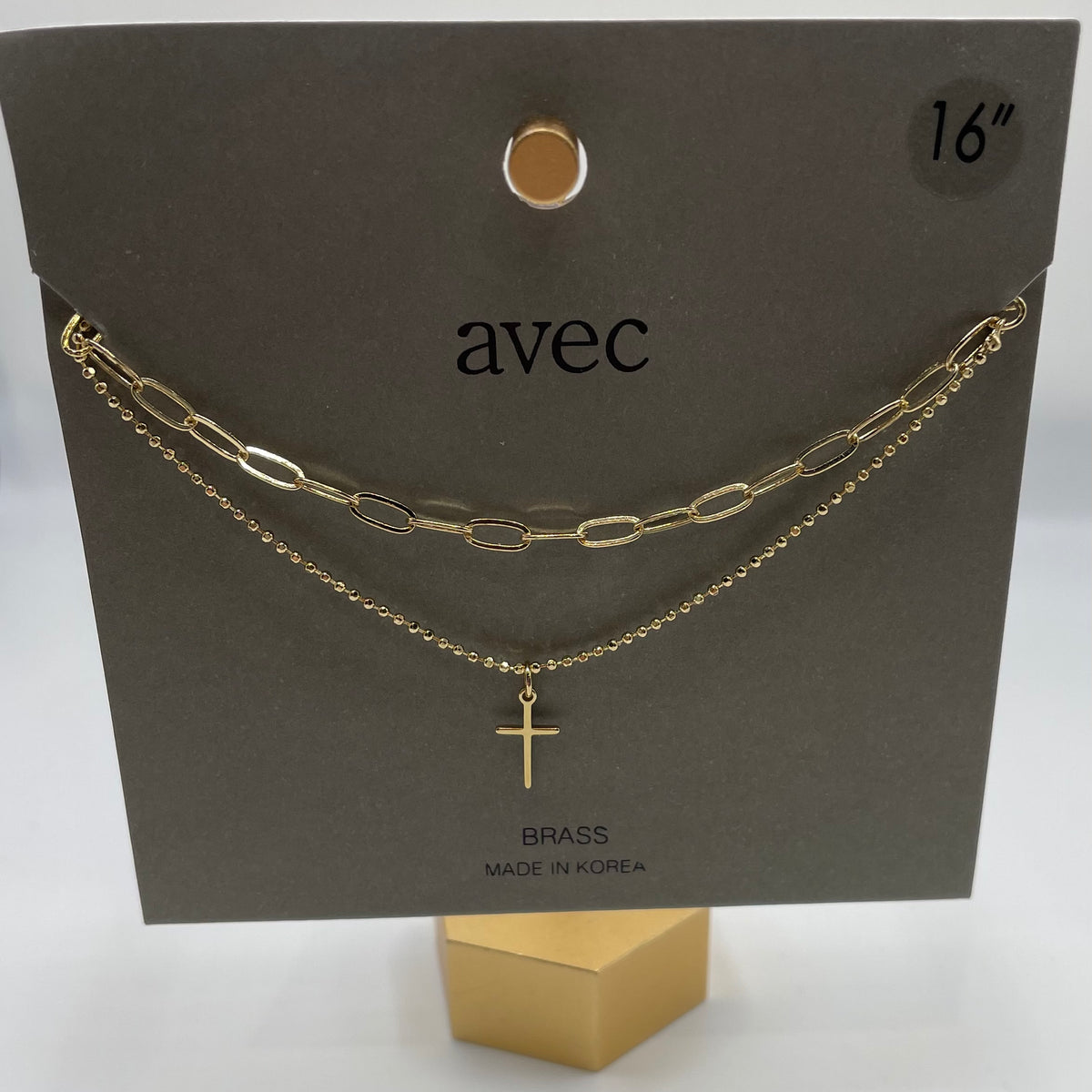 Cross Double Chain Necklace- Gold – Anna Kaytes Boutique