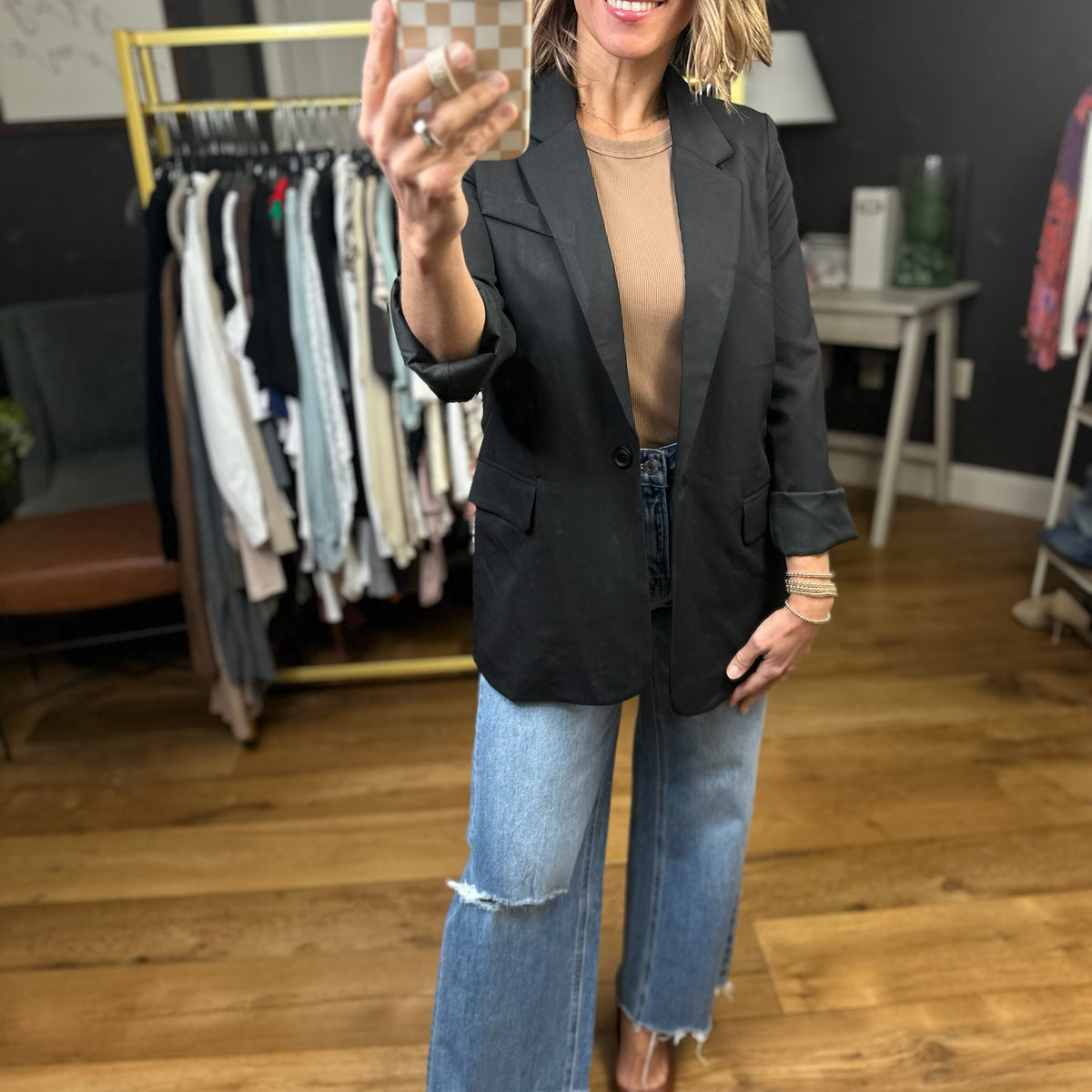 Heard It Here First Blazer - Black – Anna Kaytes Boutique