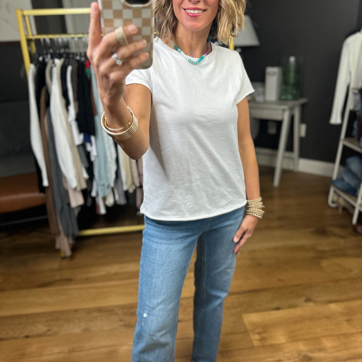 Great Look Rounded Hem Tee - White – Anna Kaytes Boutique