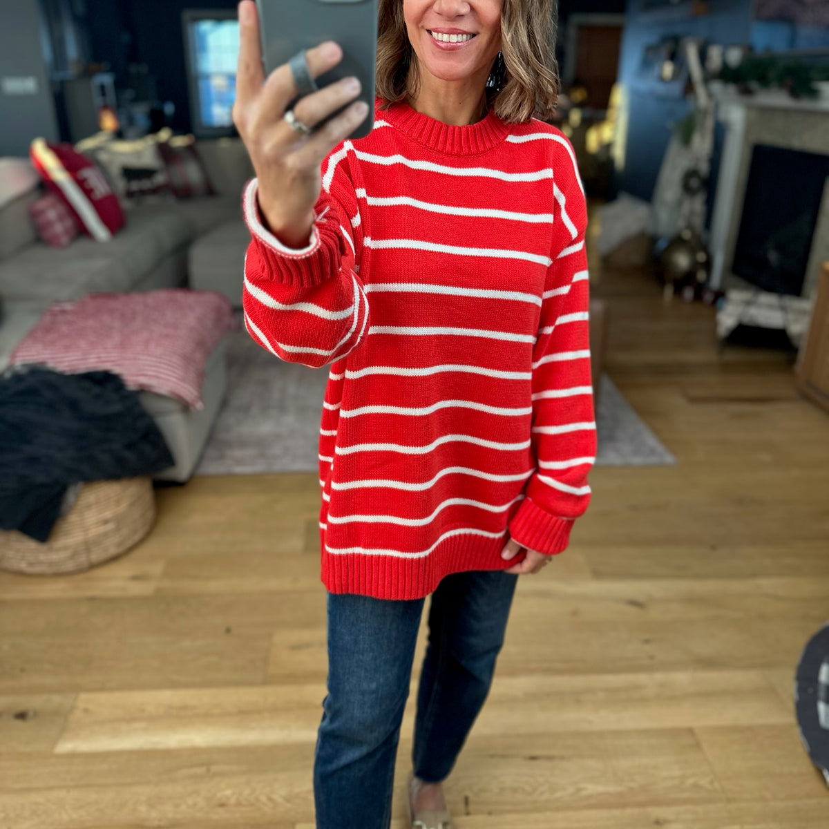 In The Right Place Striped Sweater - Chili – Anna Kaytes Boutique